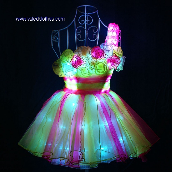 Full Color One-Shoulder Rose LED Skirt