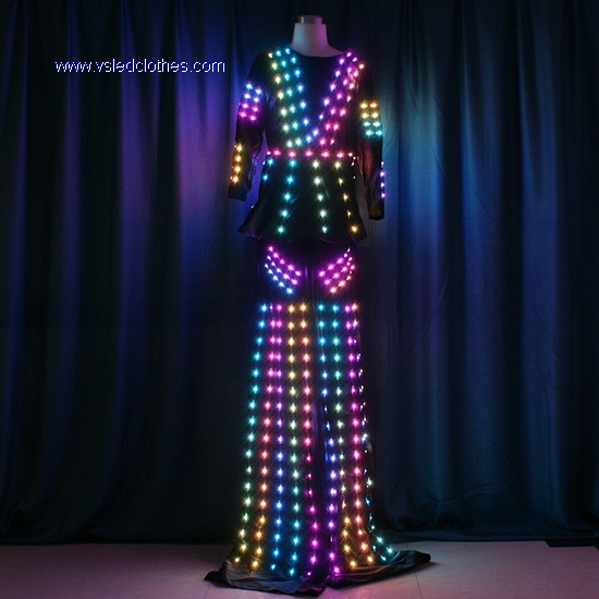 Female Stilts walker LED performance Costumes