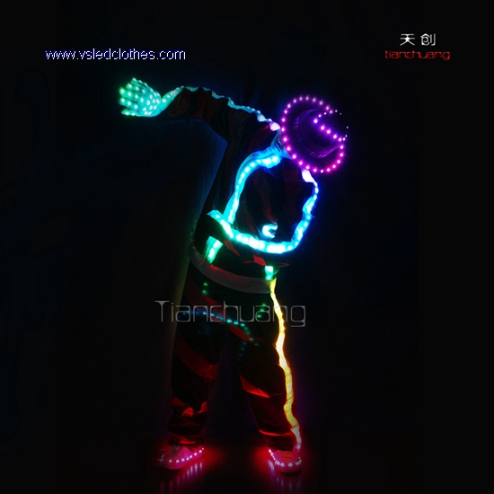 LED Costume Clothes LED luminous jazz Hat With Llight Tie LED gloves ...