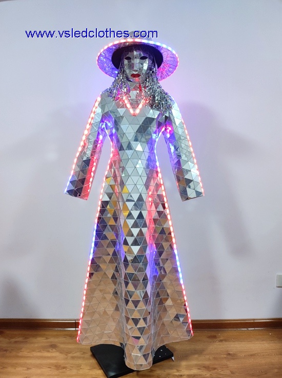 LED mirror girl, LED mirror dress